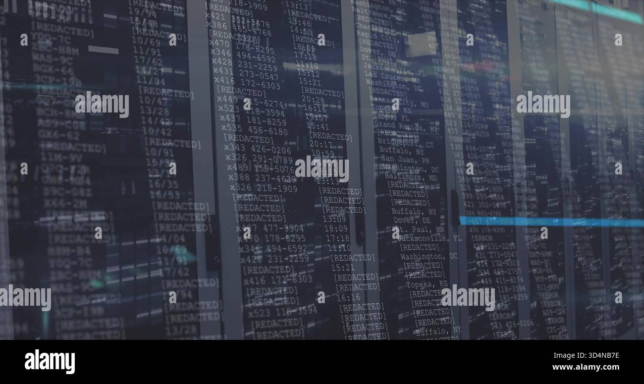 Showing server racks with glass doors in data center aisle, displaying ...