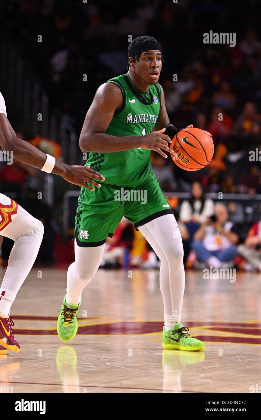 LOS ANGELES, CA - NOVEMBER 09: Manhattan Jaspers forward Anthony Isaac ...
