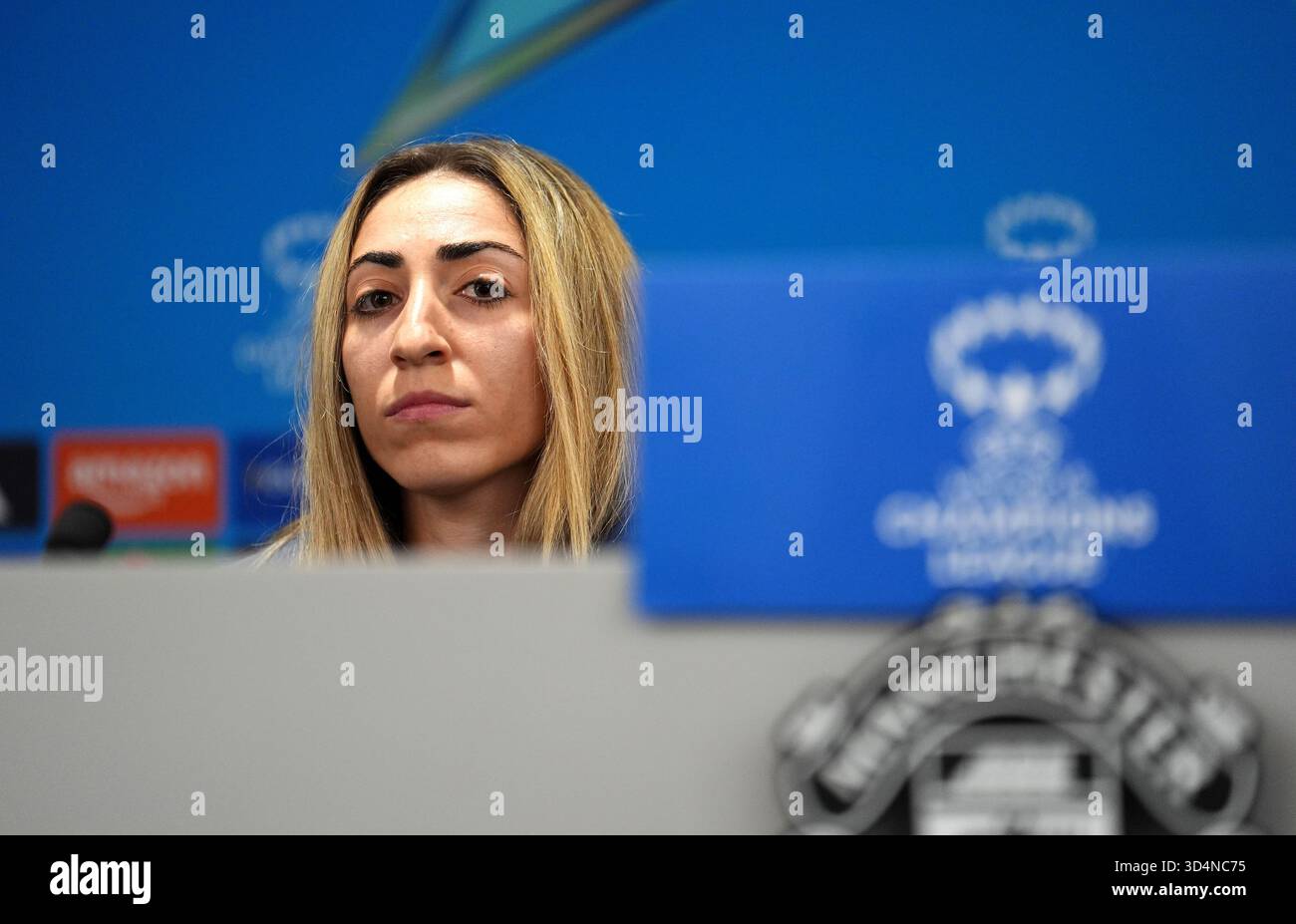 Paris Saint-Germain's Olga Carmona during a press conference at Old ...
