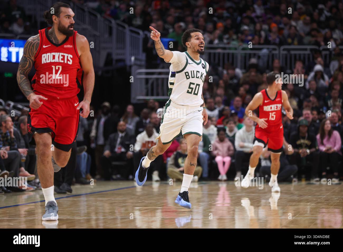 Milwaukee Bucks' Cole Anthony reacts during the first half of an NBA ...