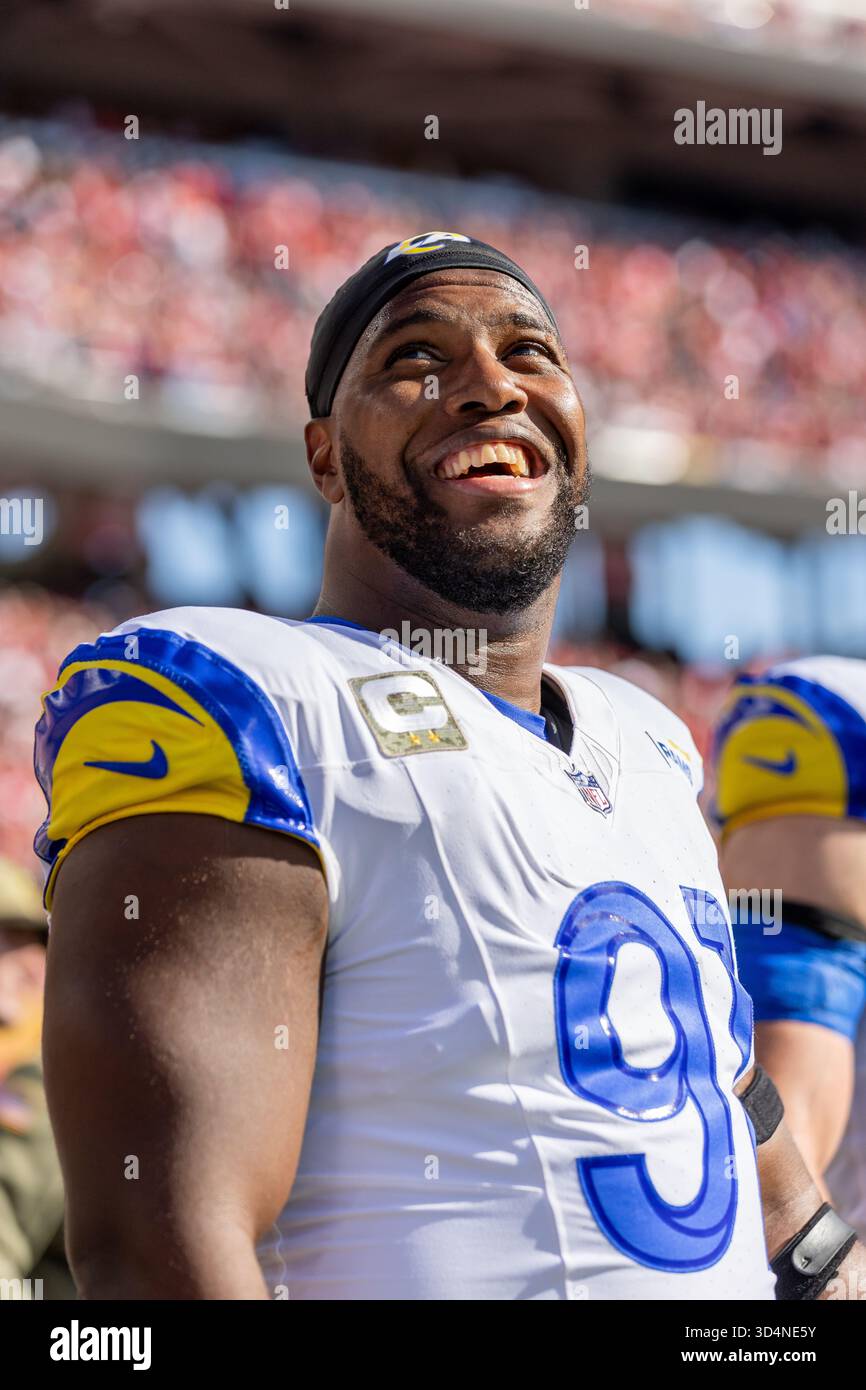 Los Angeles Rams defensive end Kobie Turner (91) stands for the ...