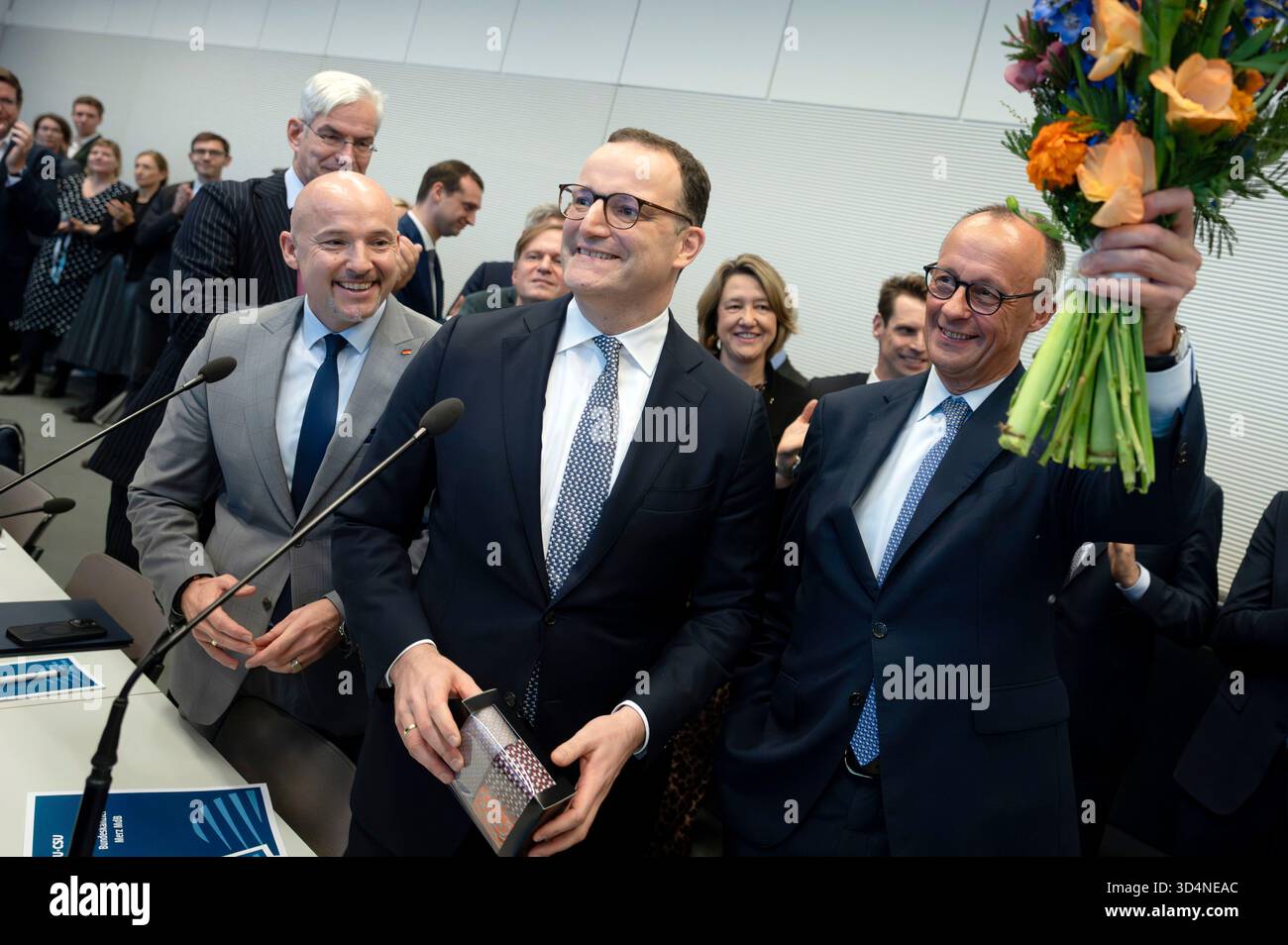 Alexander Hoffmann, Jens Spahn, and Friedrich Merz at the CDU/CSU ...