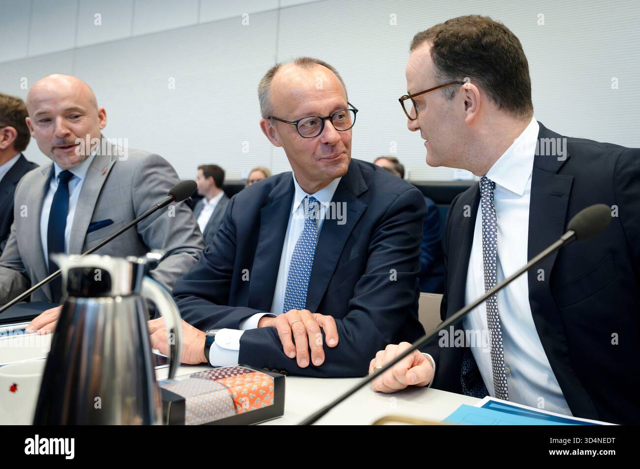 Alexander Hoffmann, Friedrich Merz, and Jens Spahn at the CDU/CSU ...
