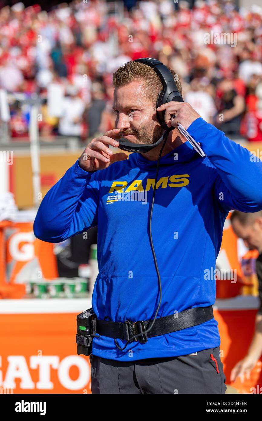 Los Angeles Rams head coach Sean McVay coaches against the San ...