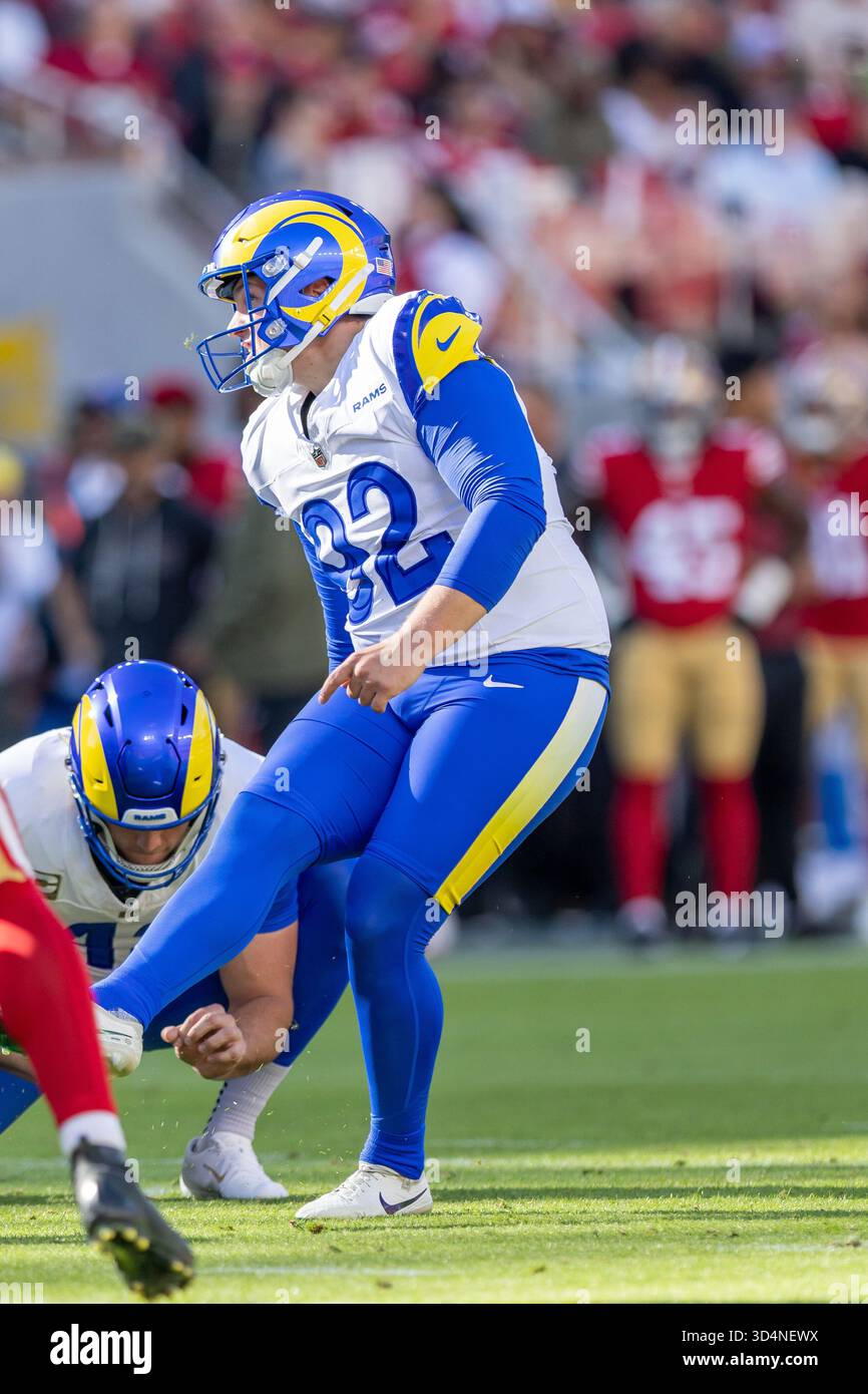 Los Angeles Rams kicker Harrison Mevis (92) kicks a field goal against ...