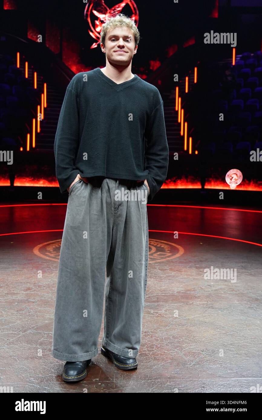 Euan Garrett attending a preview of The Hunger Games on Stage, at ...