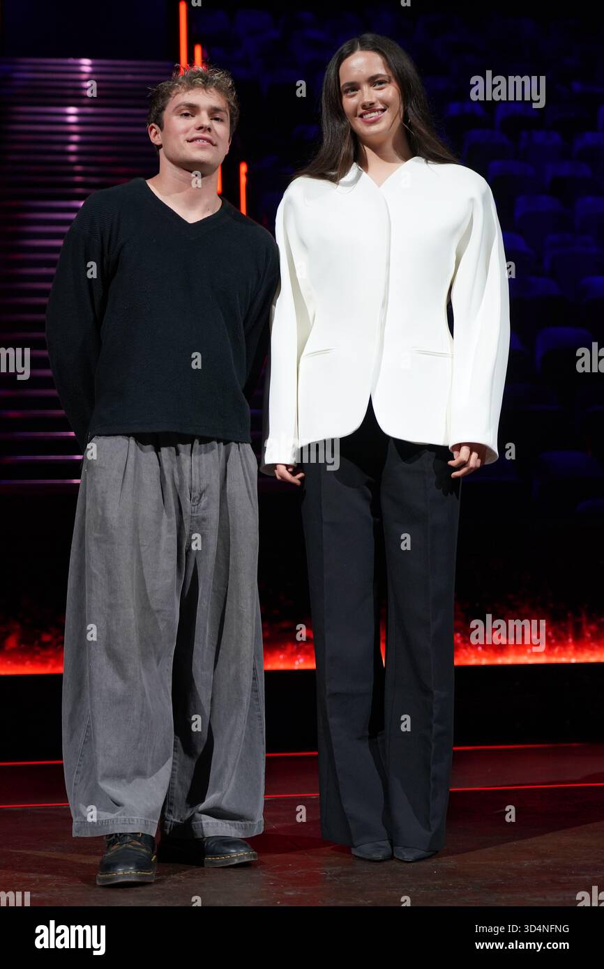 Euan Garrett (left) and Mia Carragher attending a preview of The Hunger ...