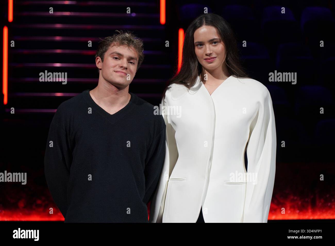 Euan Garrett (left) and Mia Carragher attending a preview of The Hunger ...