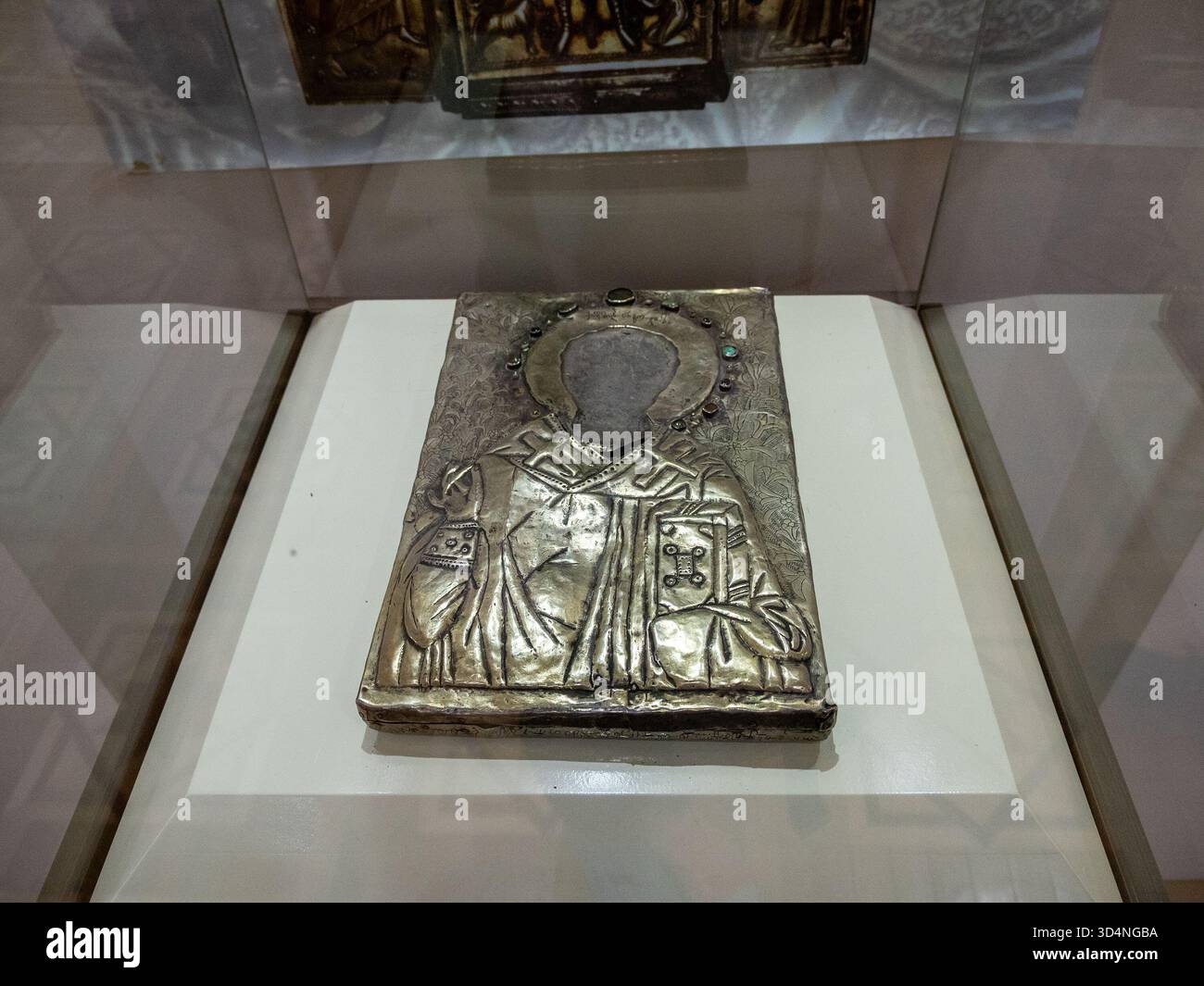 Zugdidi, Georgia - June 8, 2025: silver frame of icon in palace of ...