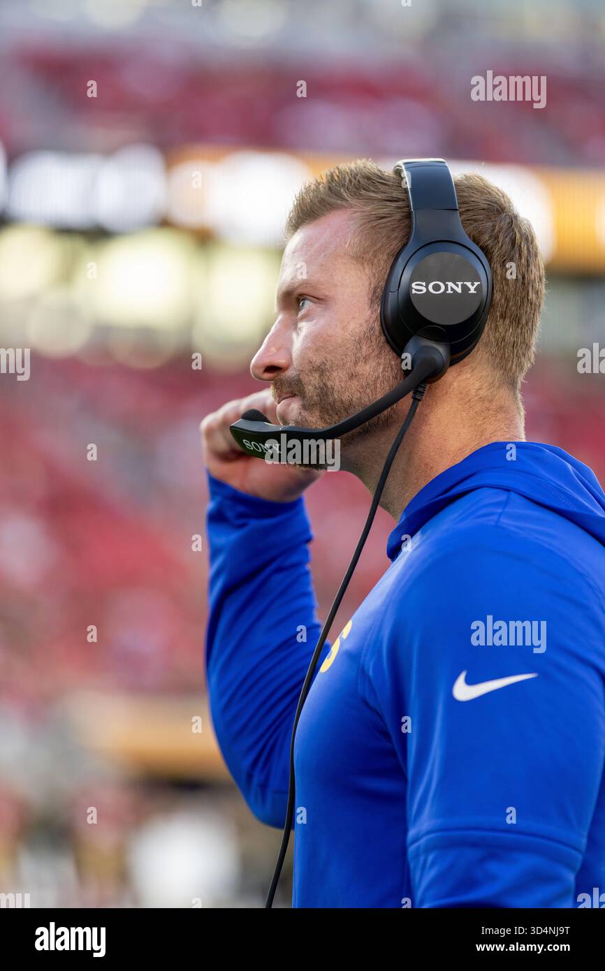 Los Angeles Rams head coach Sean McVay coaches against the San ...