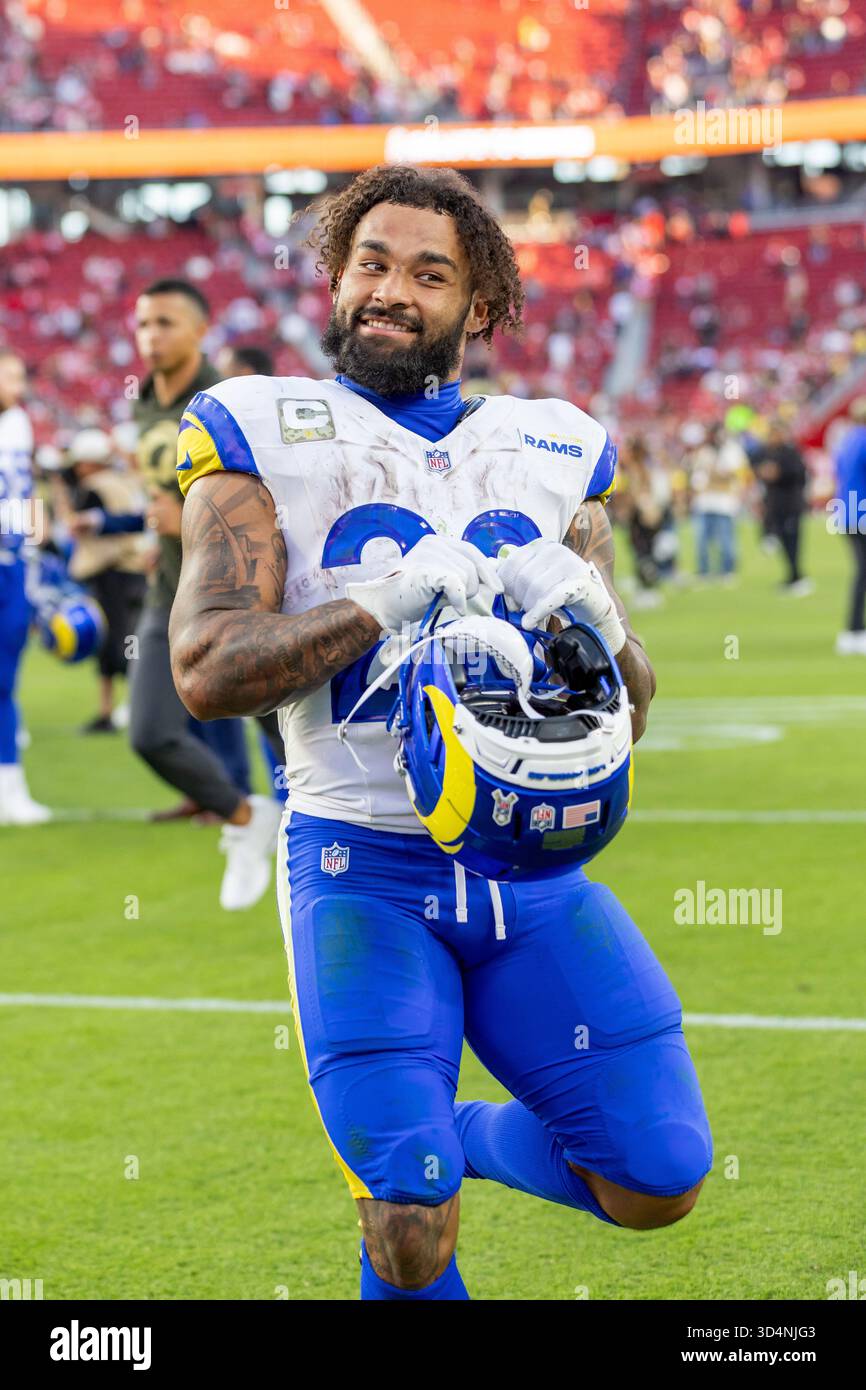 Los Angeles Rams running back Kyren Williams (23) walks off the field ...