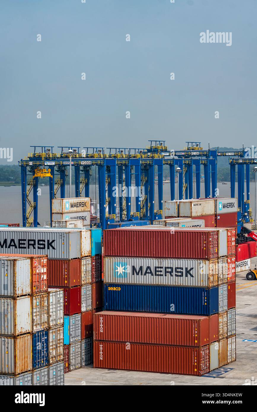 ontainer Terminal Operations with Reach Stacker and Shipping. Container ...