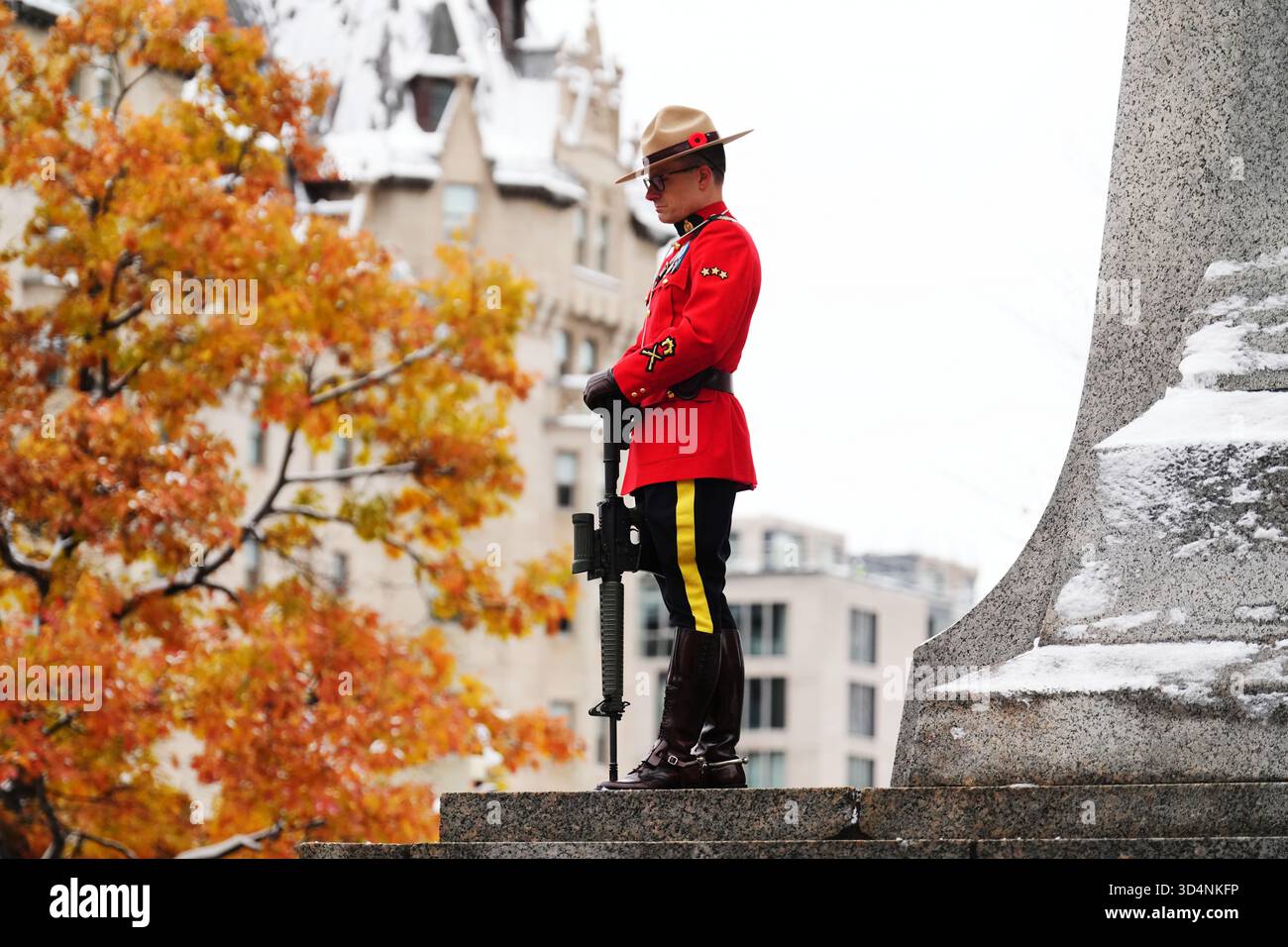 A member of the RCMP stands sentry during a Remembrance Day ceremony in ...