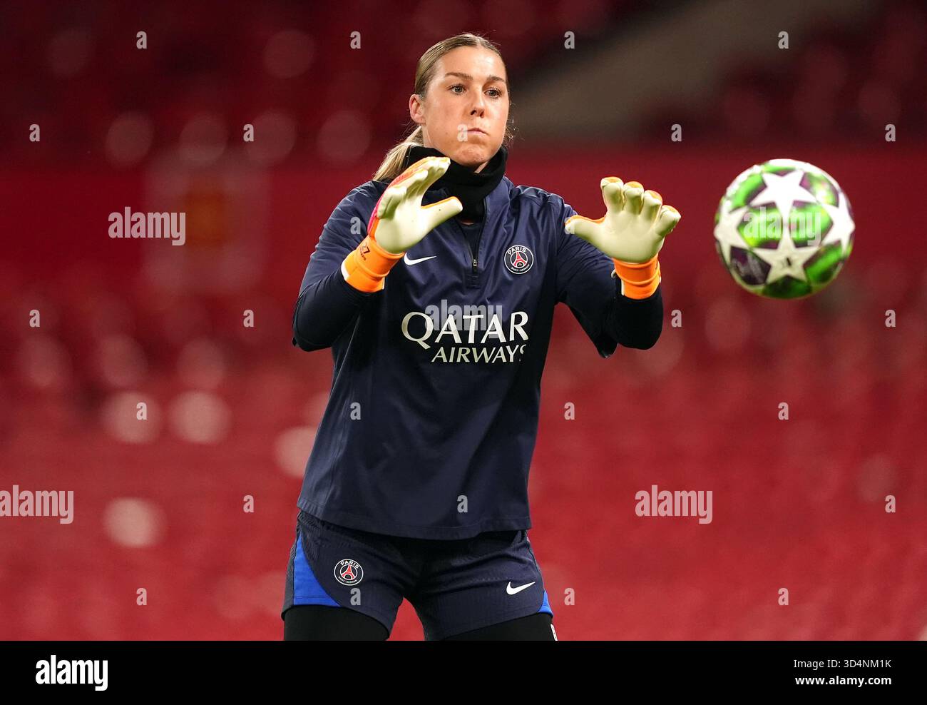 Paris Saint-Germain goalkeeper Mary Earps during a training session at ...