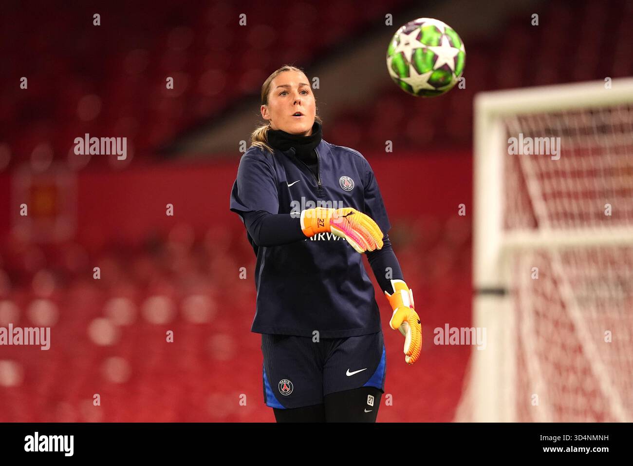 Paris Saint-Germain goalkeeper Mary Earps during a training session at ...