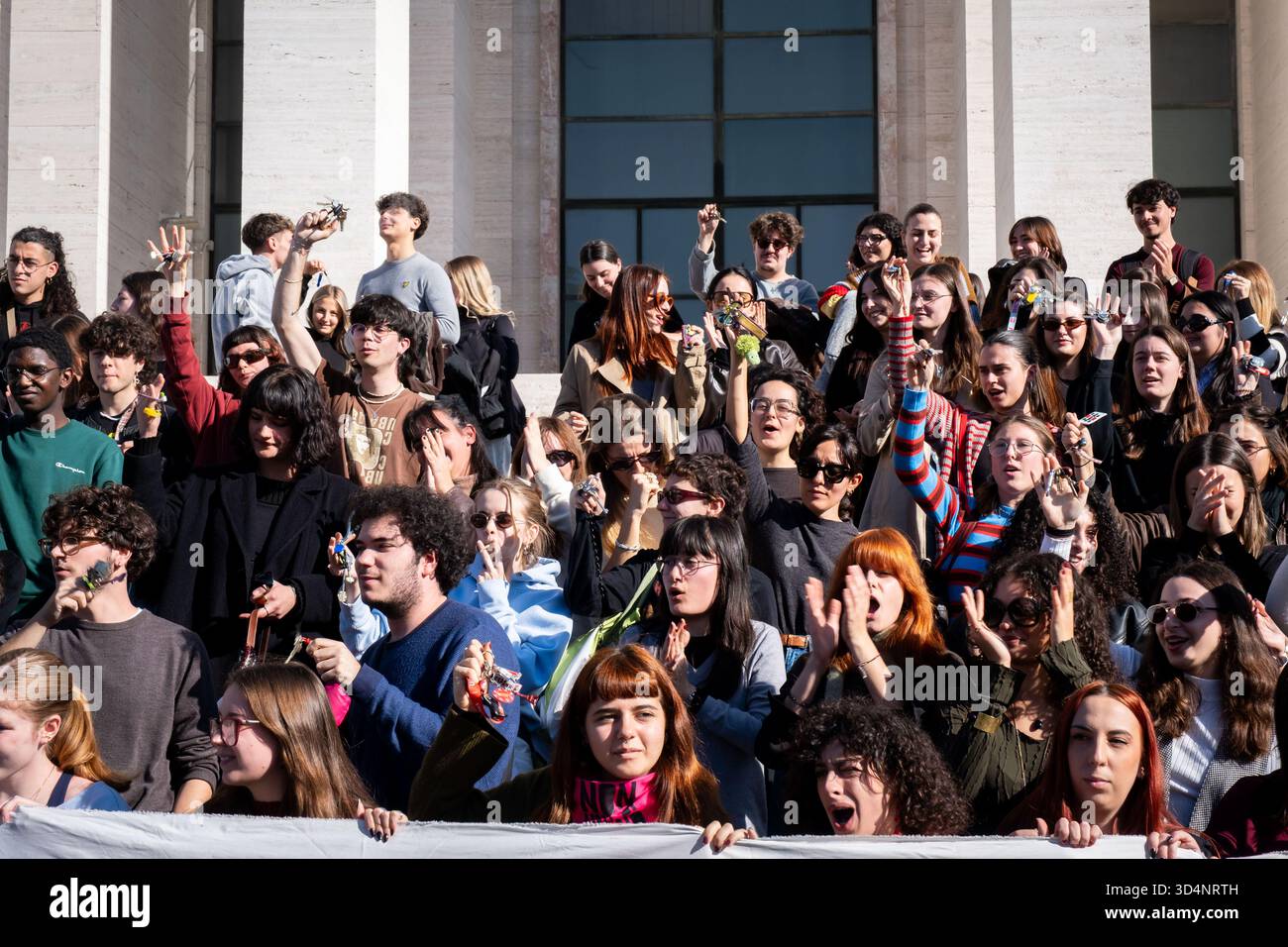 November 11, 2025, Rome, Rm, Italy: Students gather in front of the ...