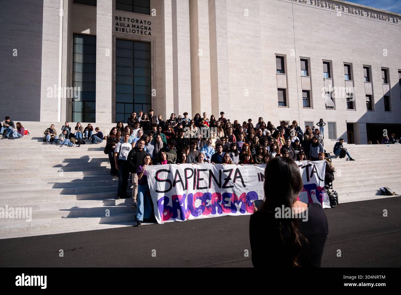 November 11, 2025, Rome, Rm, Italy: Students gather in front of the ...