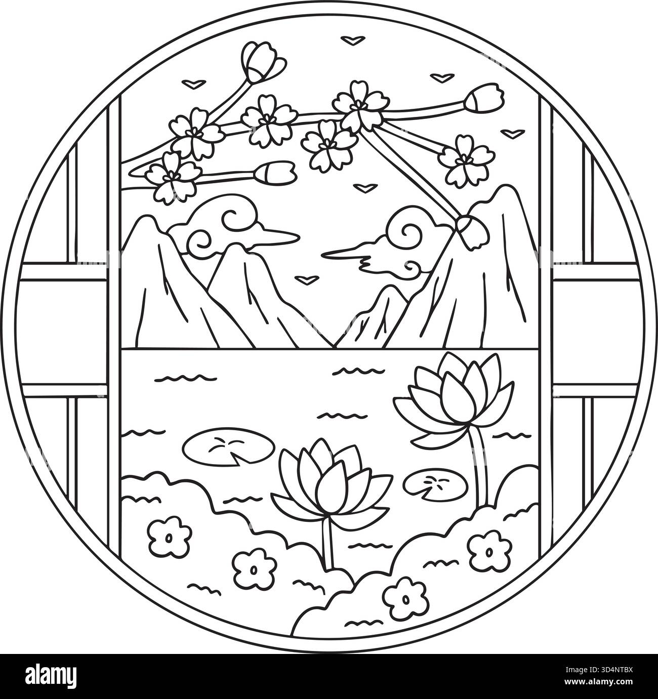 Qingming Festival View of Spring Window Isolated Stock Vector Image ...