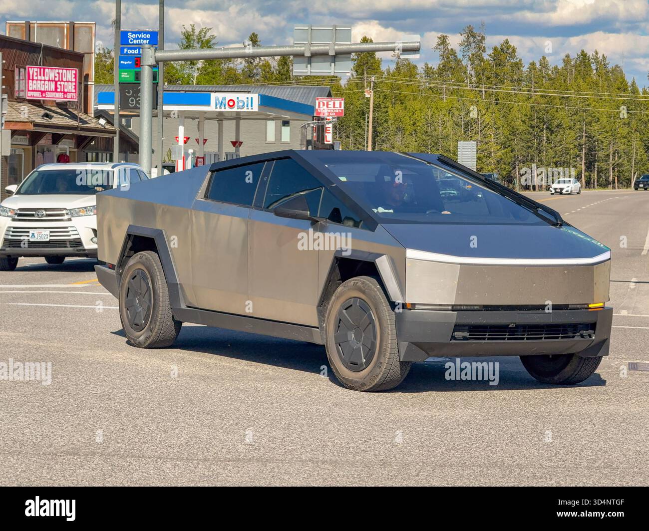 West Yellowstone, Montana, USA - 28 May 2025: Tesla Cybertruck electric ...