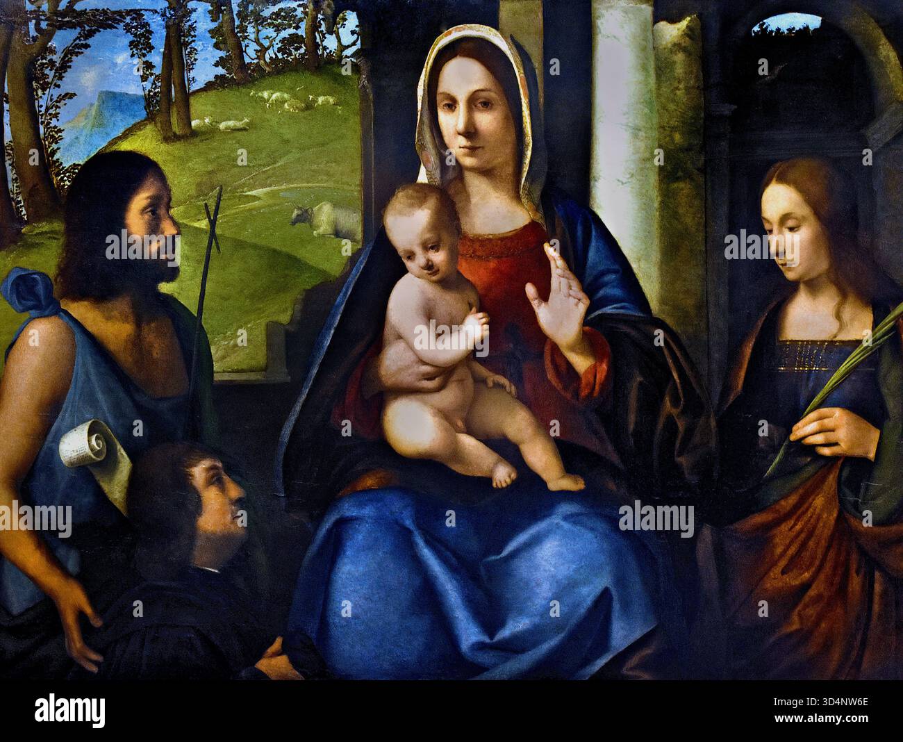 Madonna col Bambino,ei santi Caterina, Giovanni Battista e un devoto ...