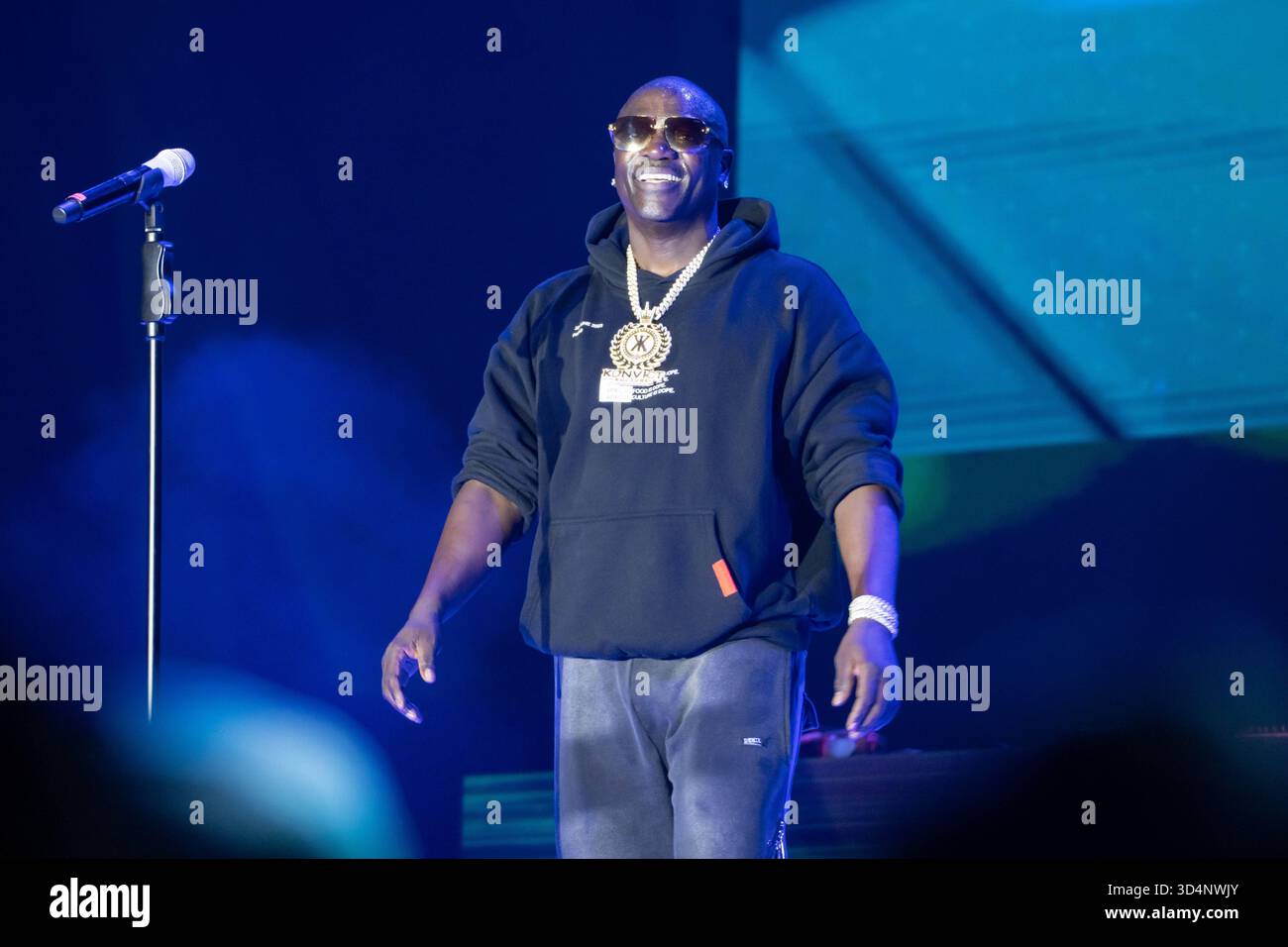 NEW DELHI, INDIA - NOVEMBER 9: American singer and rapper Akon performs ...