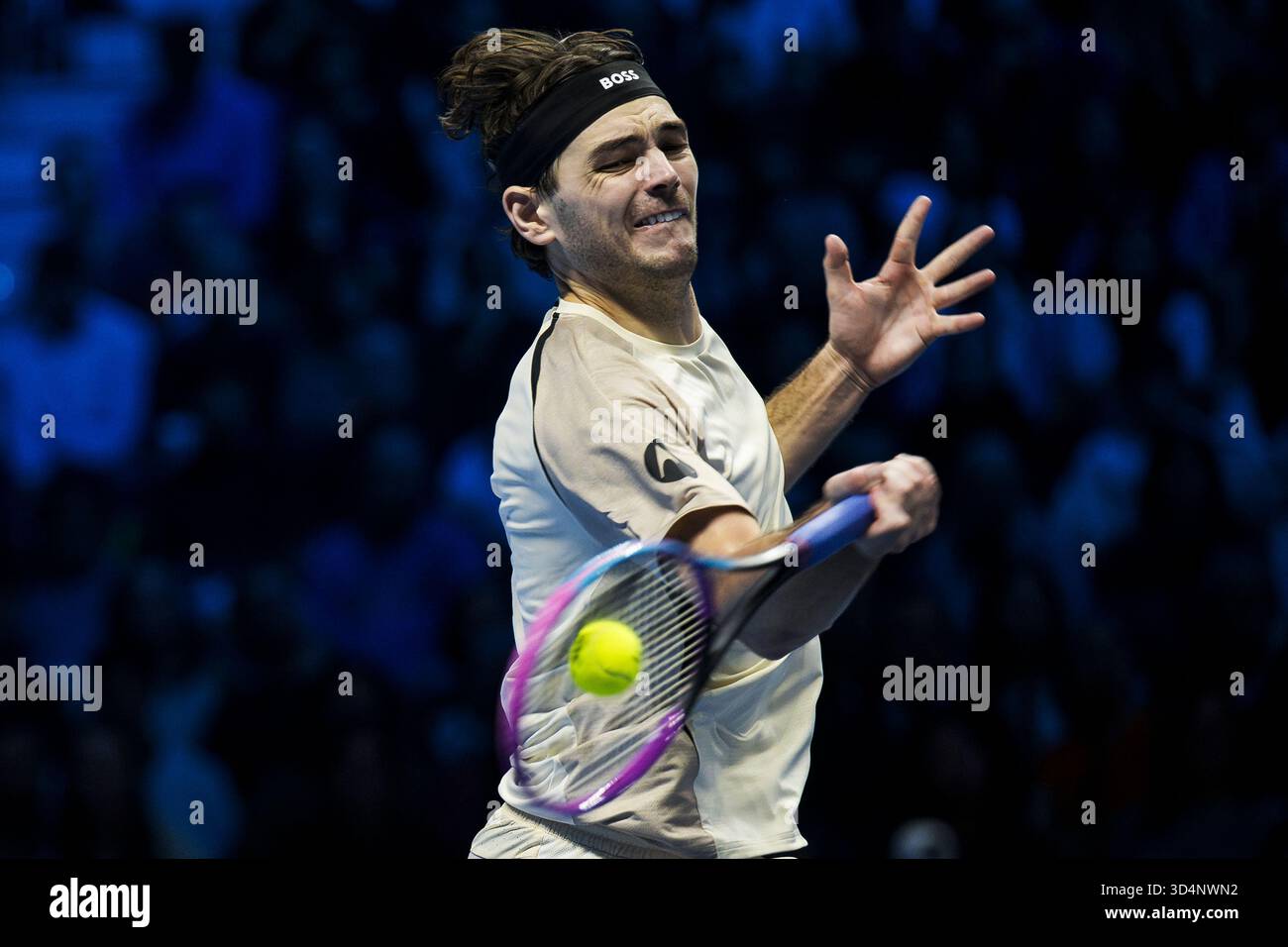Taylor Fritz of USA plays a forehand during his round robin singles ...