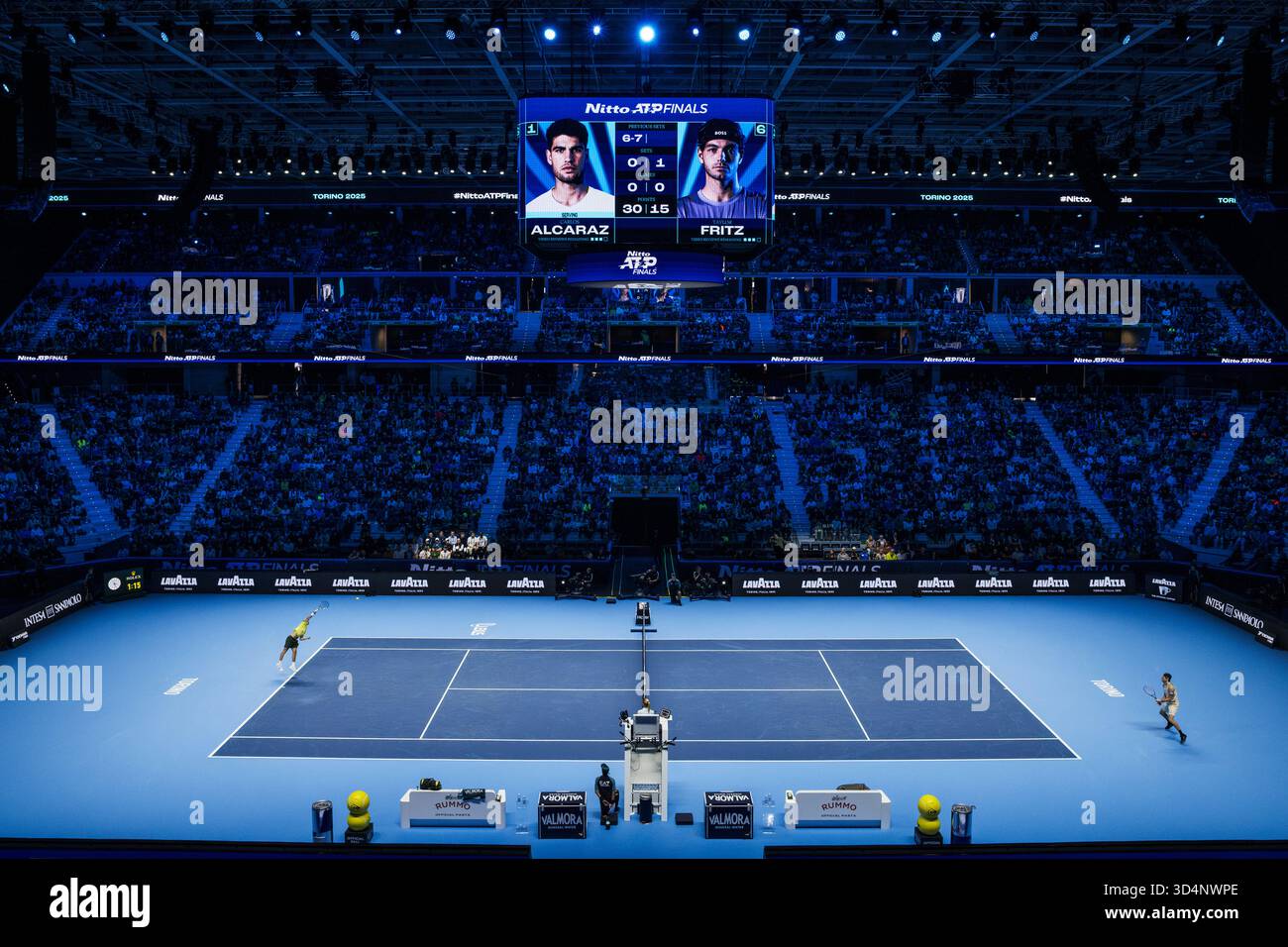 A general view of Inalpi Arena is seen during the round robin singles ...