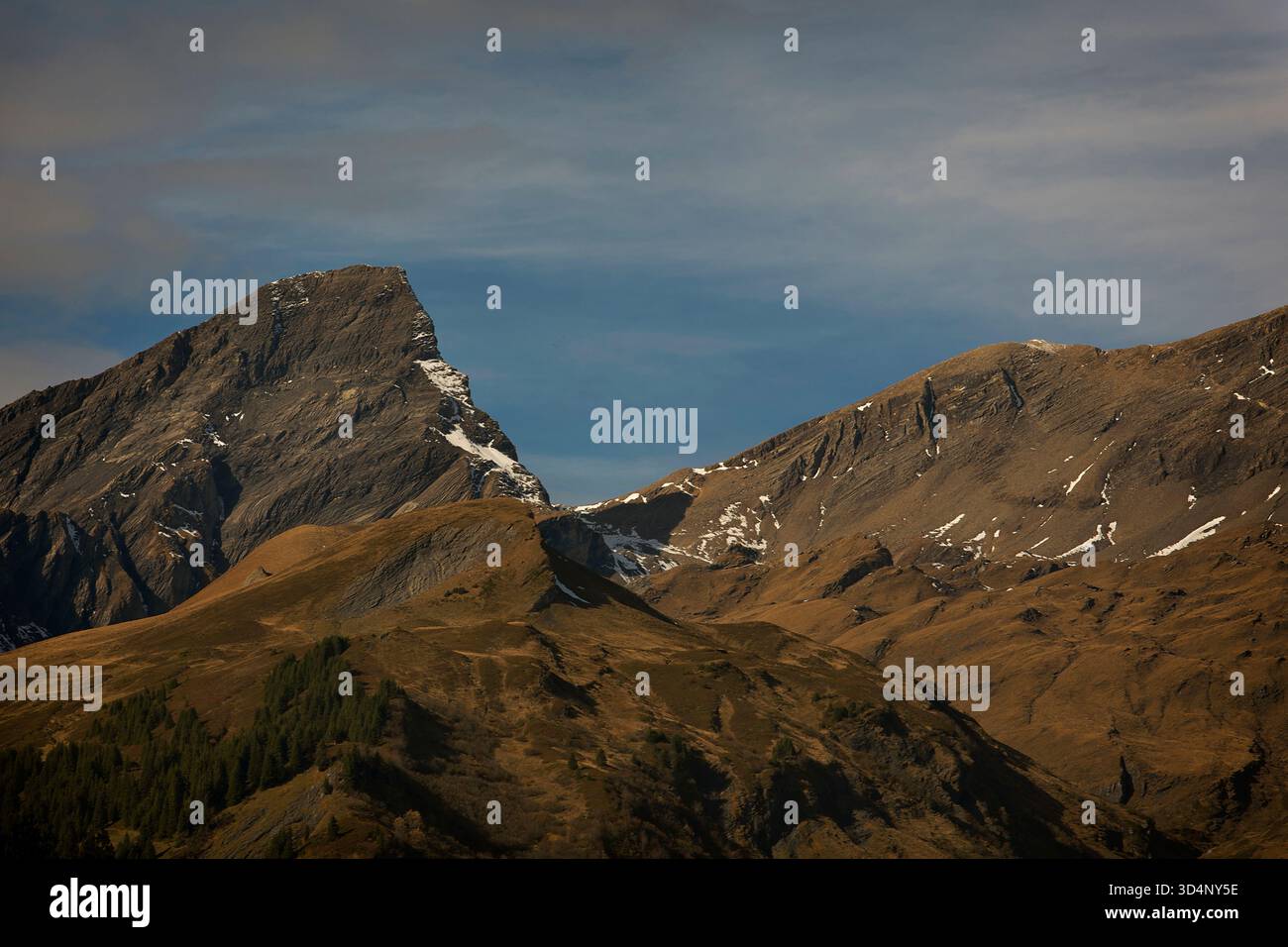 Panoramic view of the Swiss Alps on a dreary autumn day V, Switzerland ...