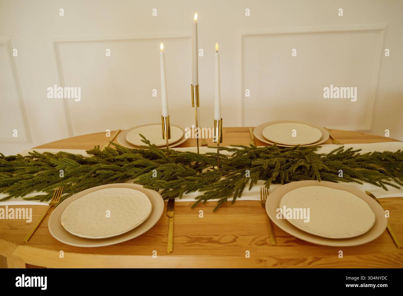 Beautifully arranged table setting features hi-res stock photography ...