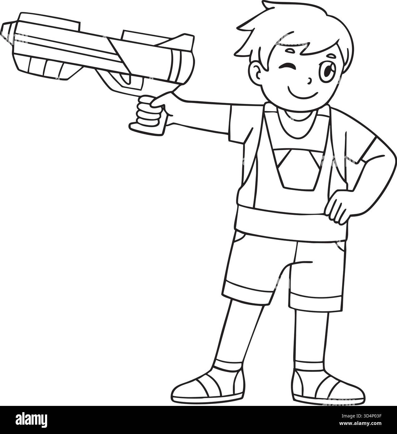 Laser Tag Boy with Laser Tag Gun Isolated Coloring Stock Vector Image ...