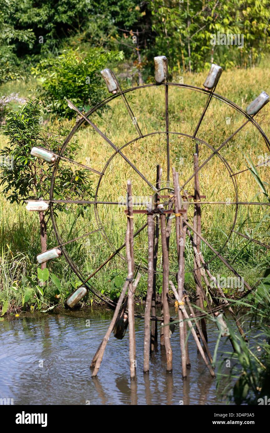 Traditional farm on the highlands. Water wheel. Kontum. Vietnam ...