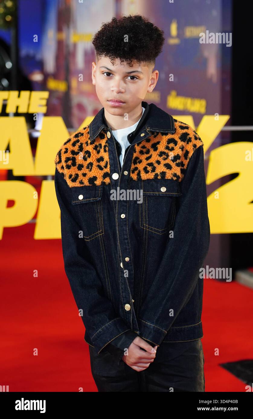 Elliott Heffernan arriving for the world premiere of The Family Plan 2 ...