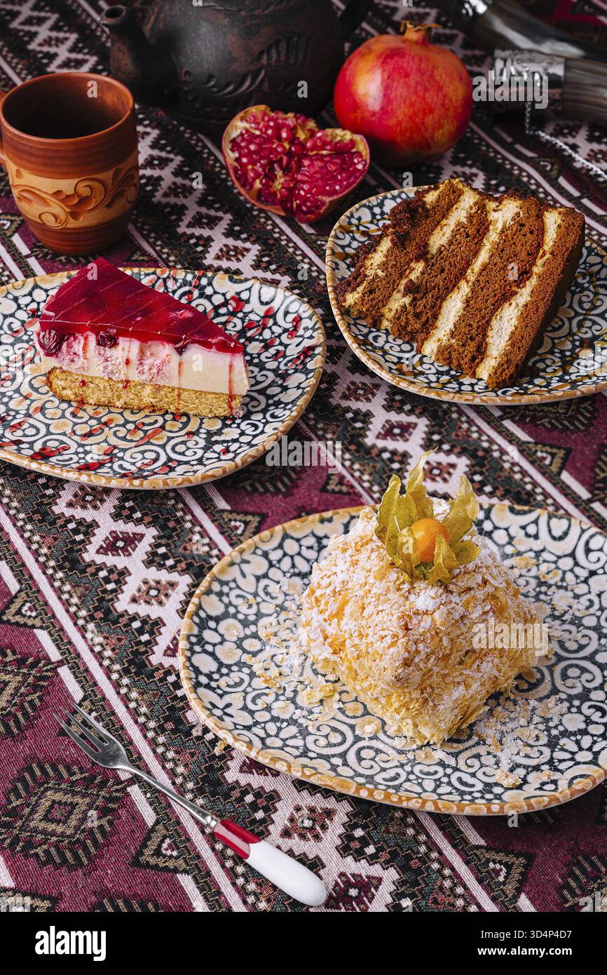 Food, Assorted sweet treats displayed on an ornate table setting with ...