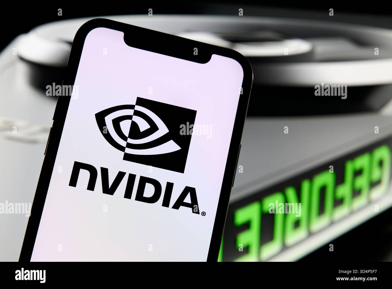 NVIDIA Logo Displayed on Smartphone with GeForce GPU Stock Photo - Alamy