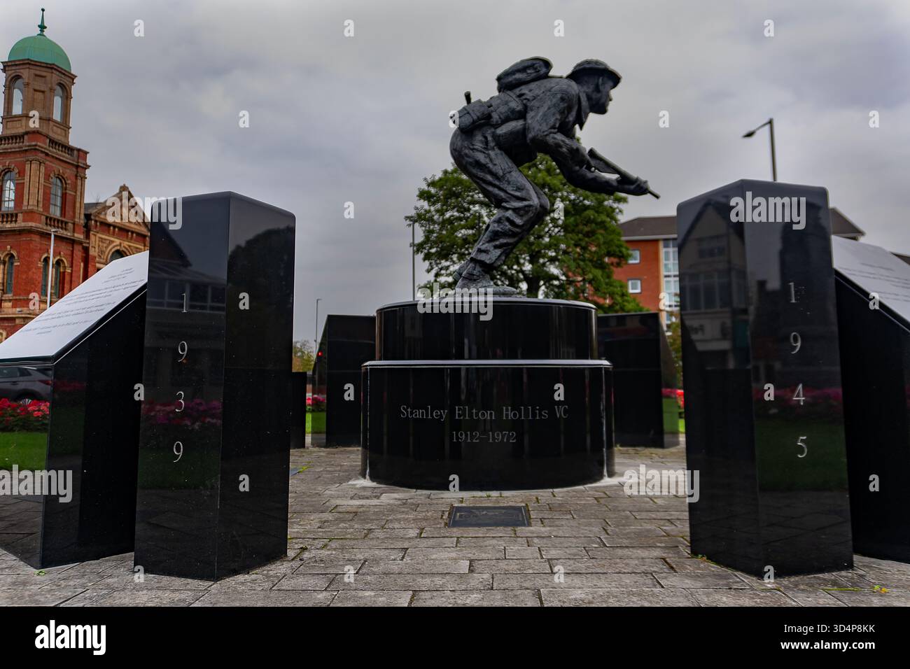 The statue of CSM Stanley Hollis who was awarded the Victoria Cross for ...