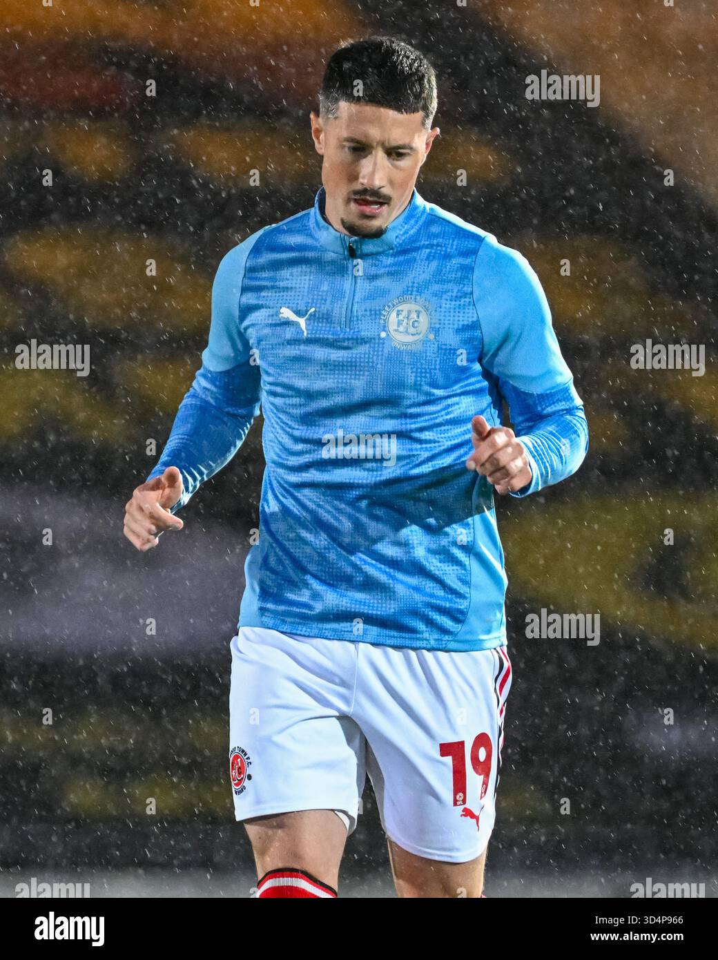Ronan Coughlan of Fleetwood Town during the The Vertu Trophy Group G ...