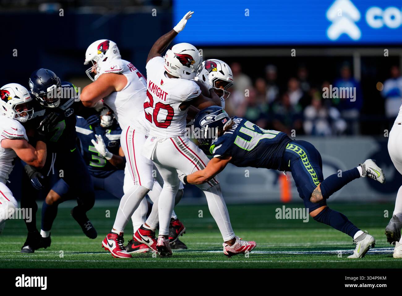 Seattle Seahawks linebacker Drake Thomas (42) tackles Arizona Cardinals ...