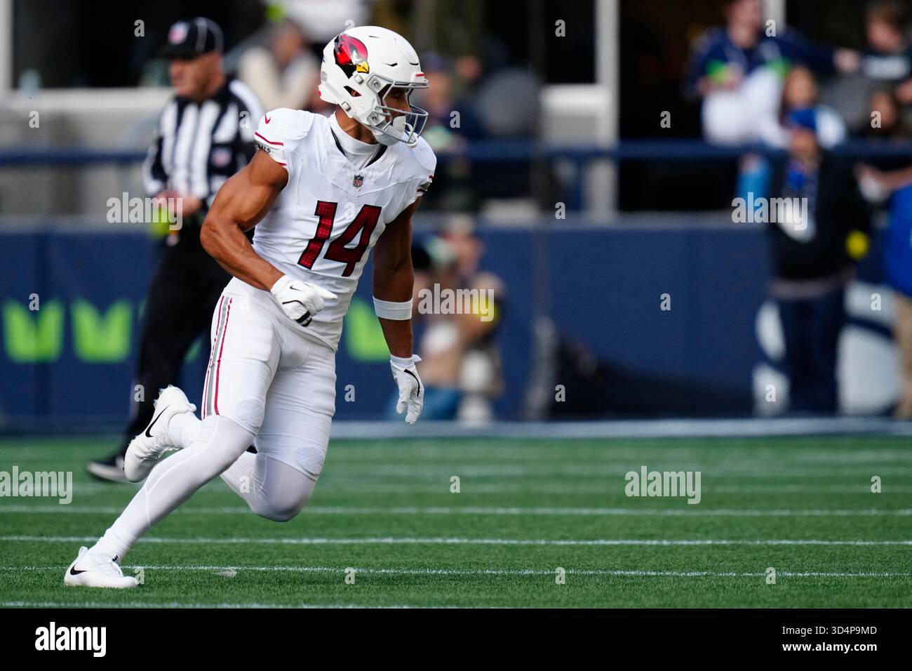 Arizona Cardinals wide receiver Michael Wilson (14) runs down the field ...