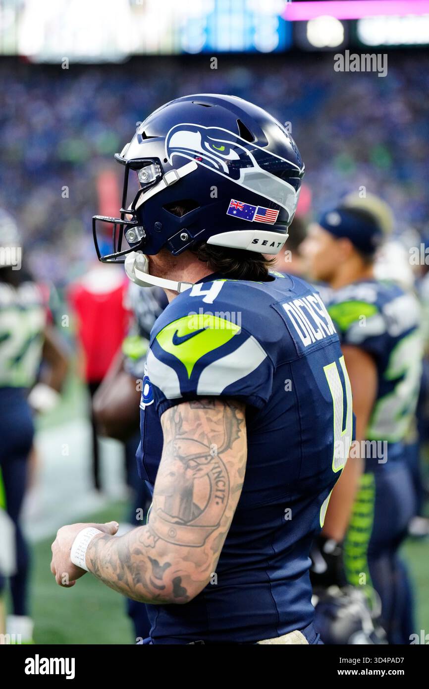 Seattle Seahawks punter Michael Dickson (4) looks on during an NFL ...