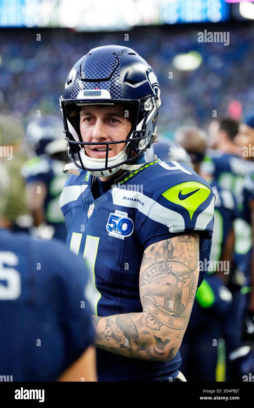 Seattle Seahawks punter Michael Dickson (4) looks on during an NFL ...