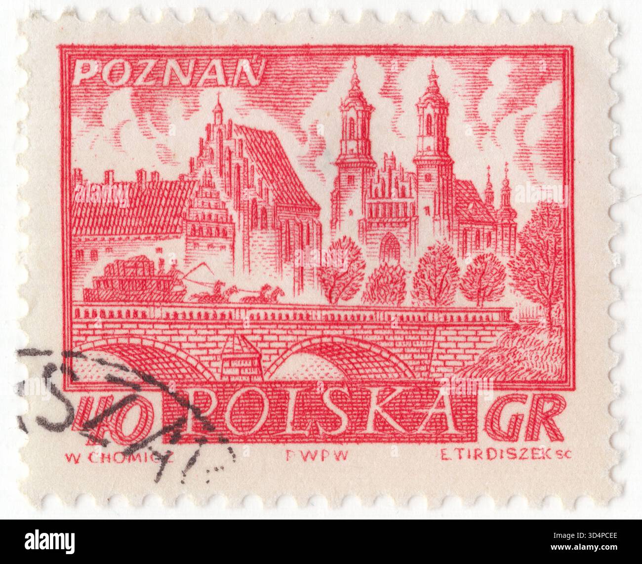 POLAND — 1960 November 25: 40 grosz postage stamp depicting Medieval ...