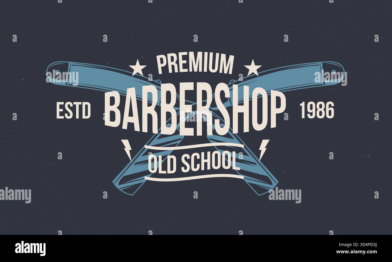 Vintage barbershop logo. Retro print, poster for barber shop. Abstract ...