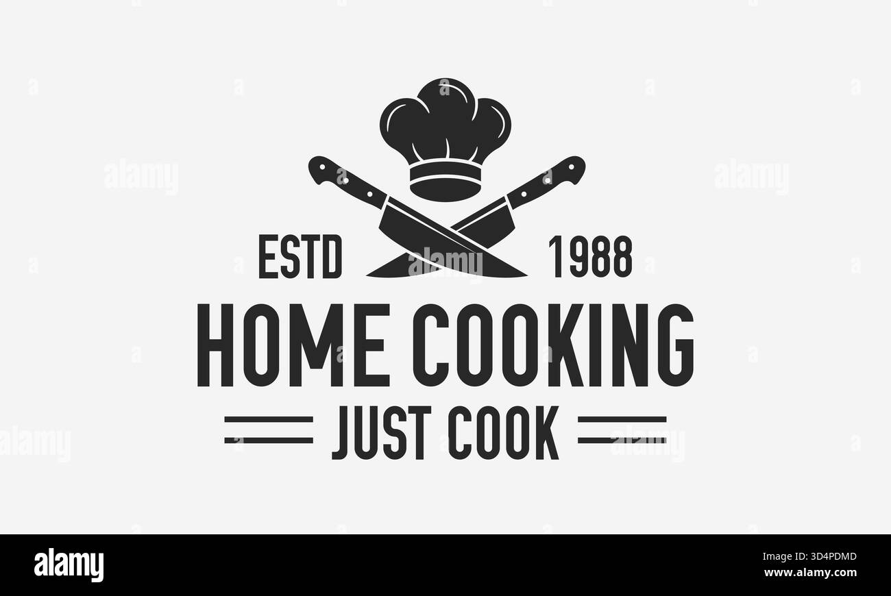 Home Cooking vintage logo. Cooking Courses logo template with chef cap ...