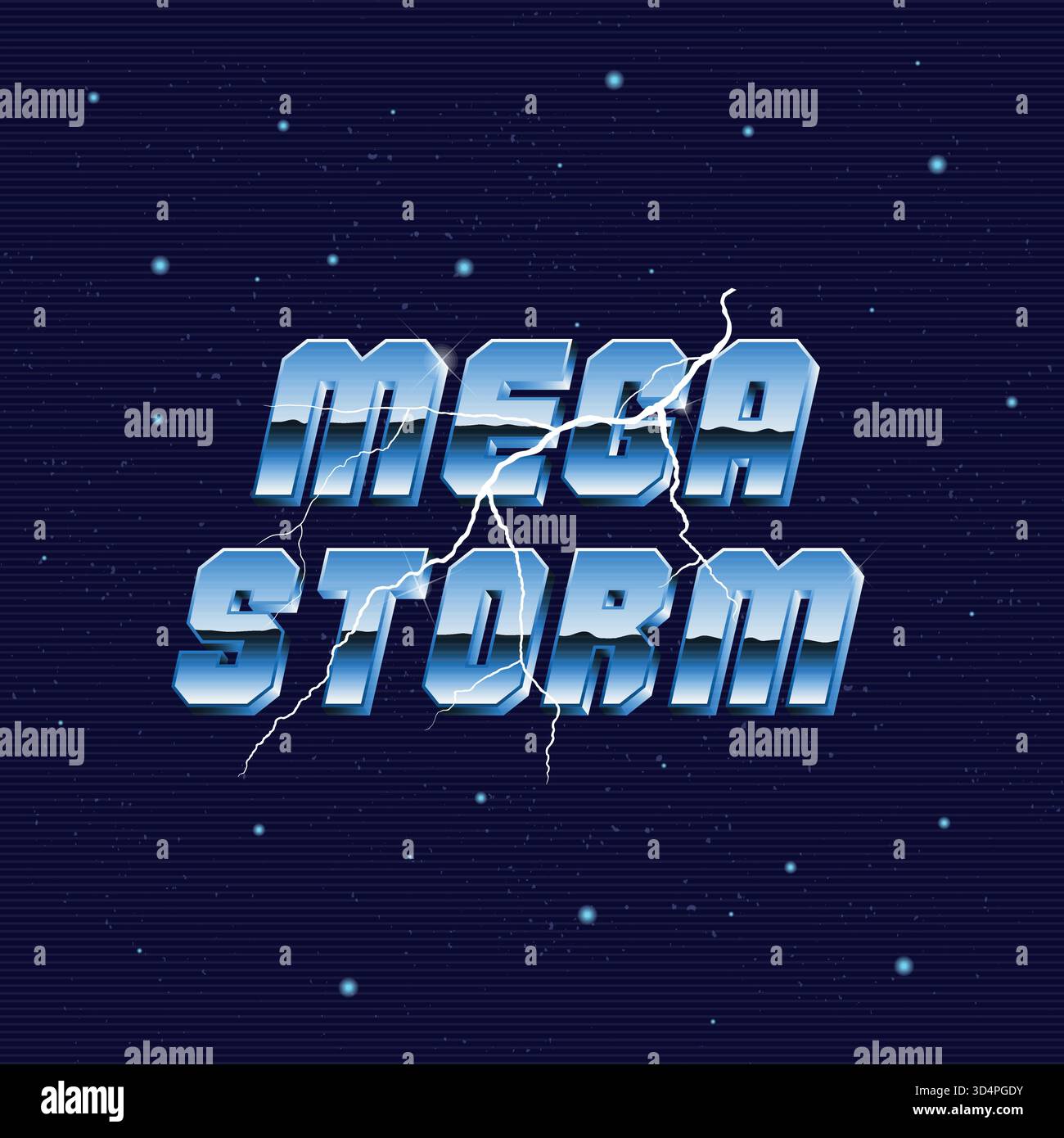 Mega Storm retro neon logo. 80's logo design with lightning bolt ...