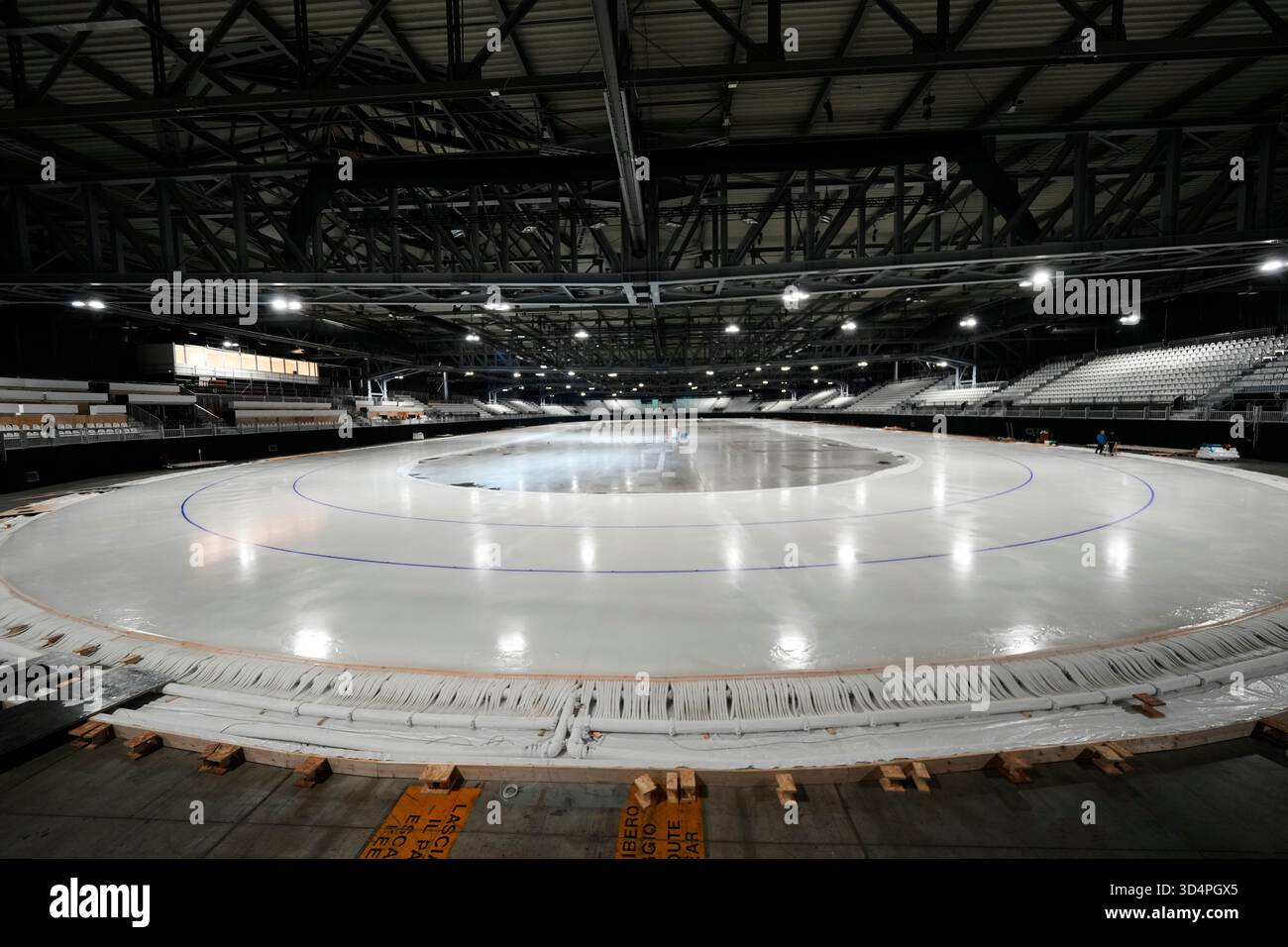 A view of the stadium where speedskating will take place at the Milan ...