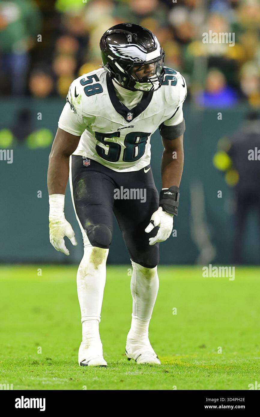 Philadelphia Eagles linebacker Jalyx Hunt (58) during an NFL football ...