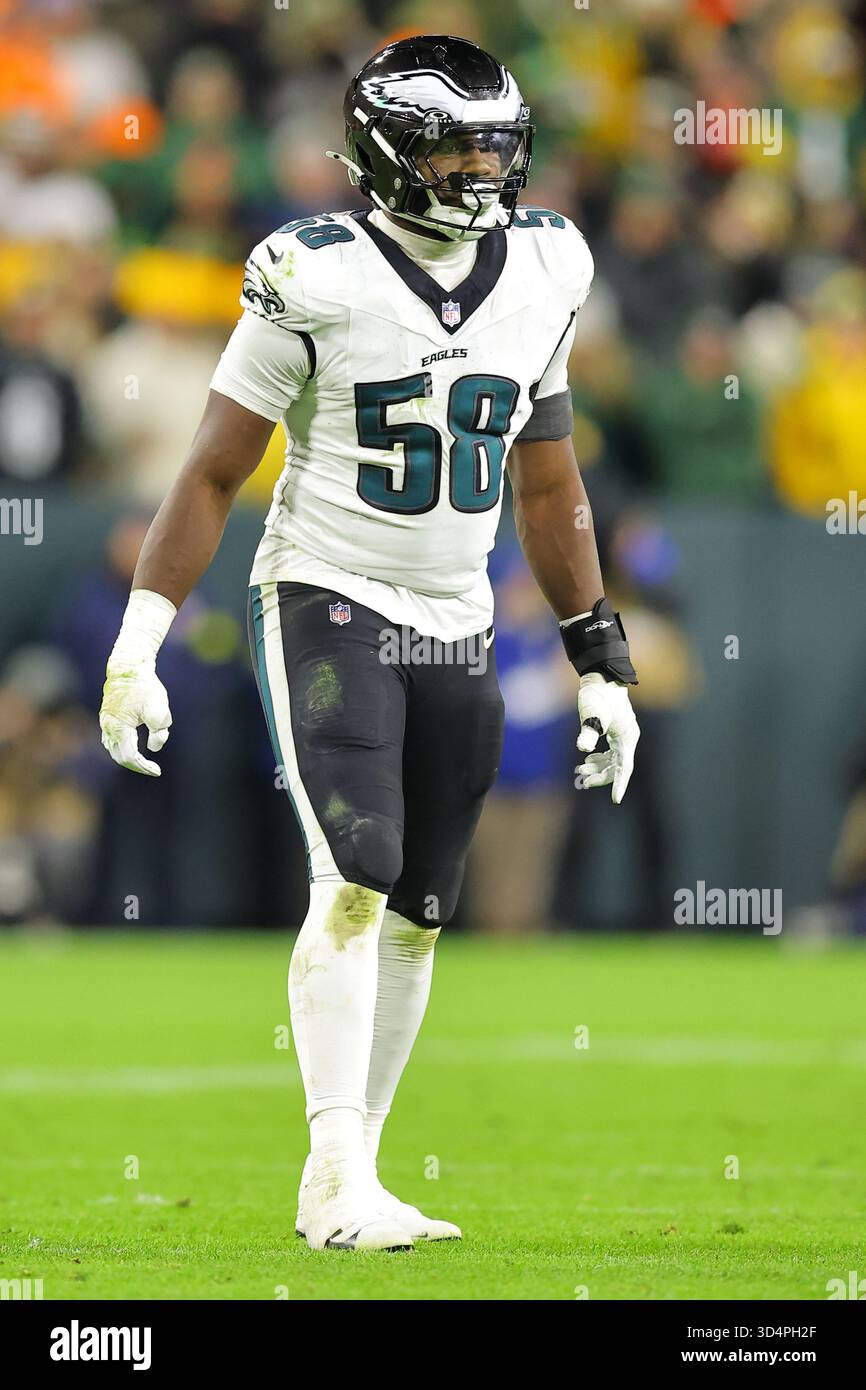 Philadelphia Eagles linebacker Jalyx Hunt (58) during an NFL football ...