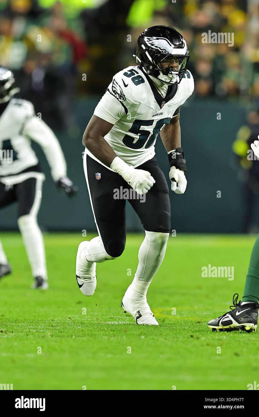 Philadelphia Eagles linebacker Jalyx Hunt (58) during an NFL football ...