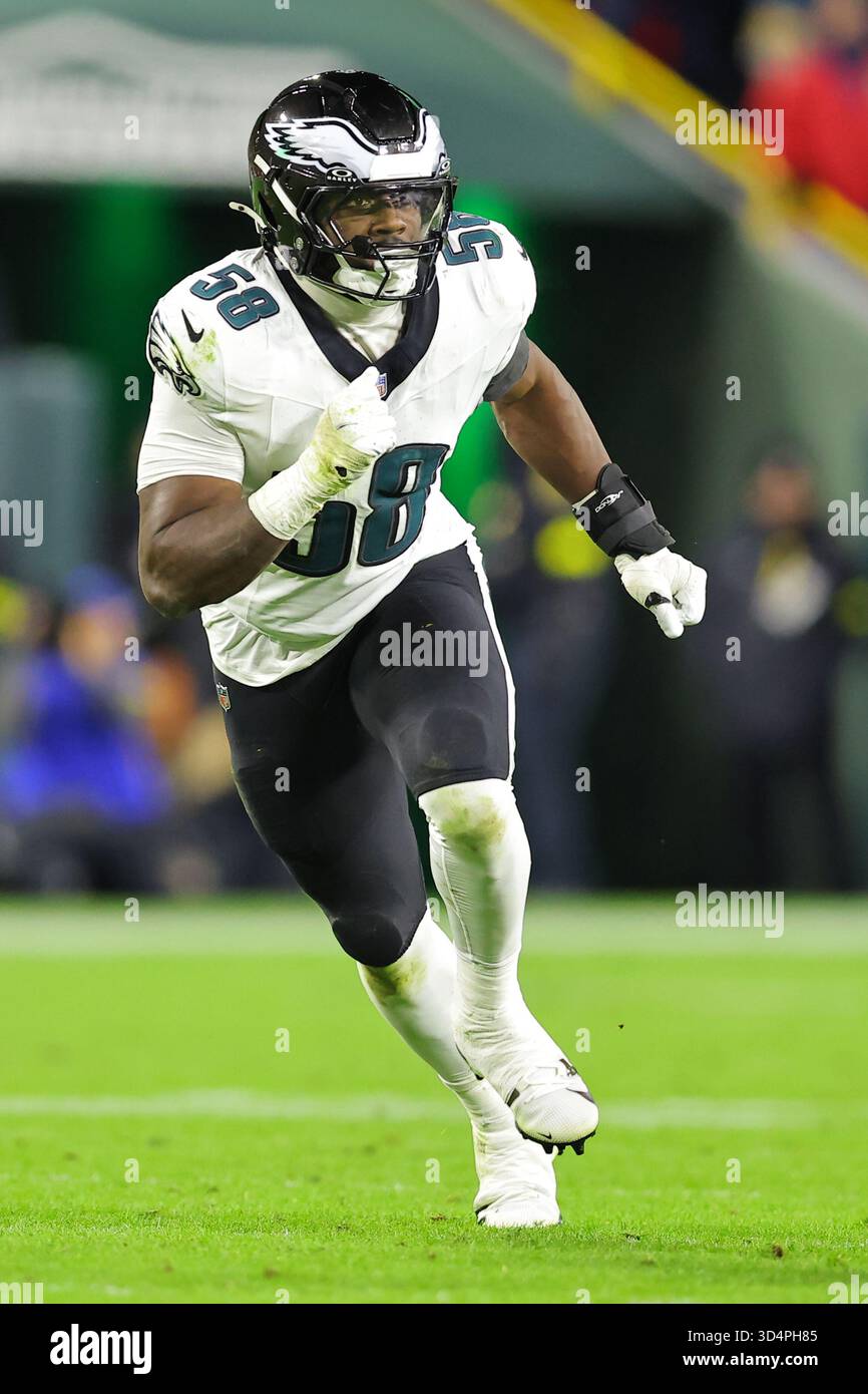 Philadelphia Eagles linebacker Jalyx Hunt (58) during an NFL football ...