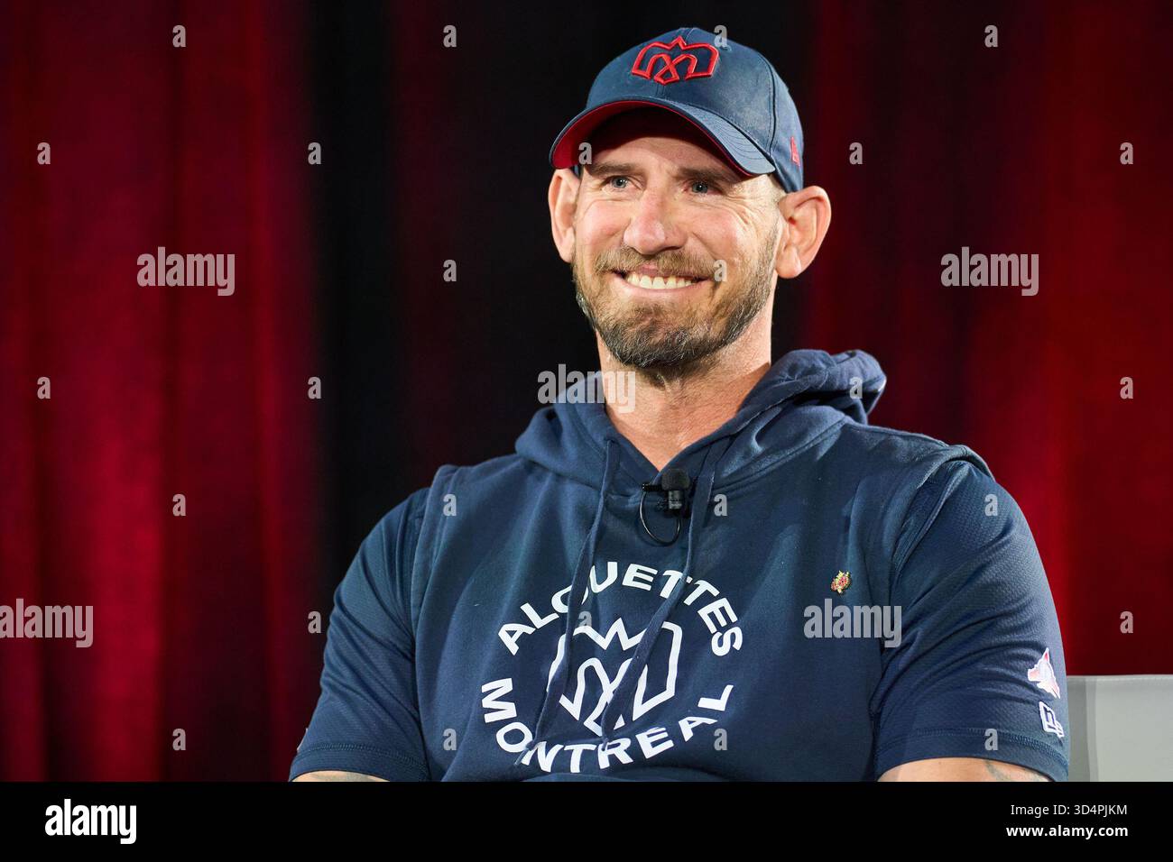 Montreal Alouettes head coach Jason Maas speaks during a news ...